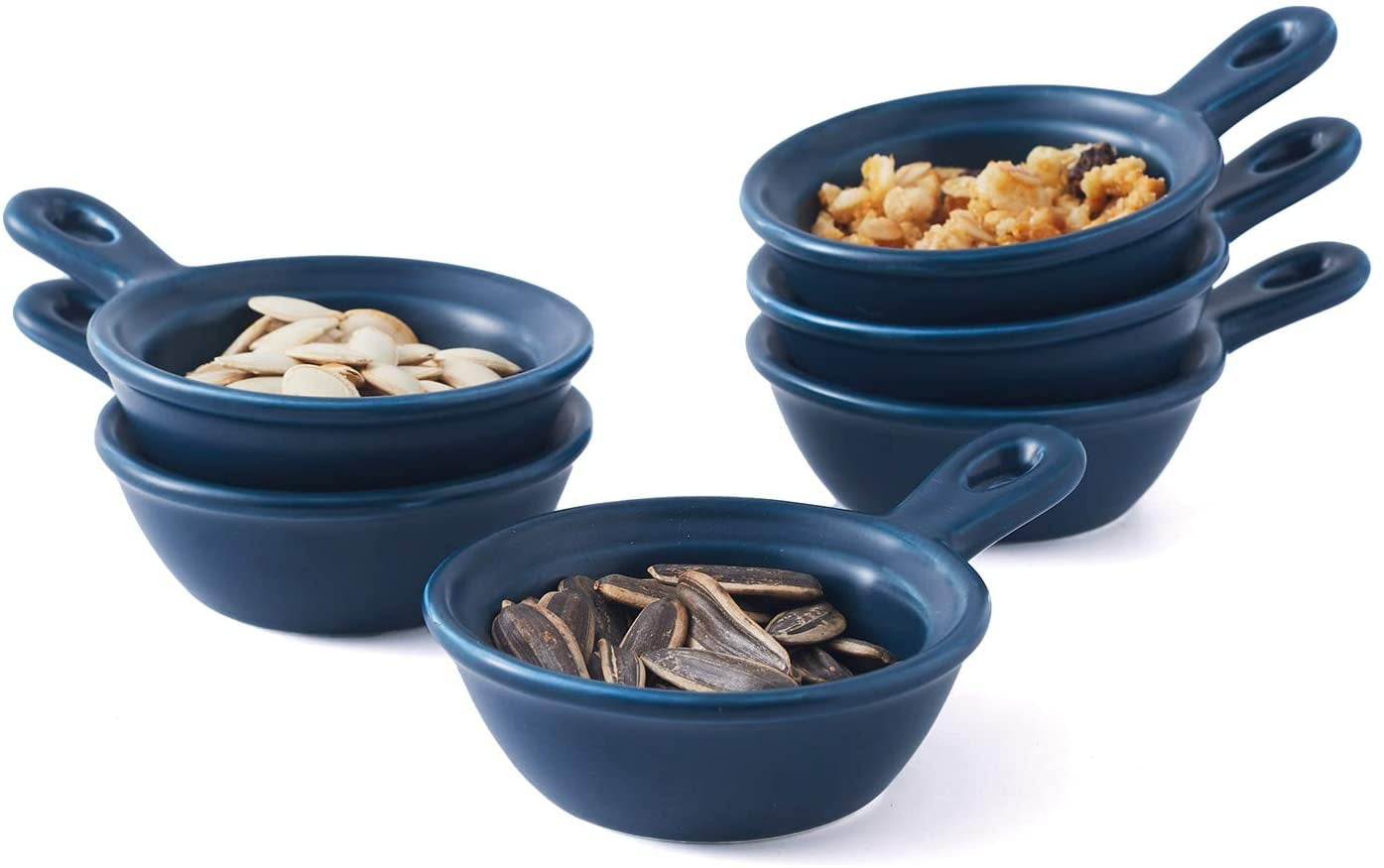 Bruntmor Set Of 6 Side Dish Porcelain Dip Bowl Set With Handle For Soy ...