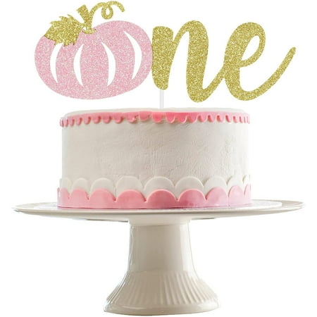 Gold Glittery Pumpkin One Cake Topper- Pink Pumpkin Cake Topper,Fall ...