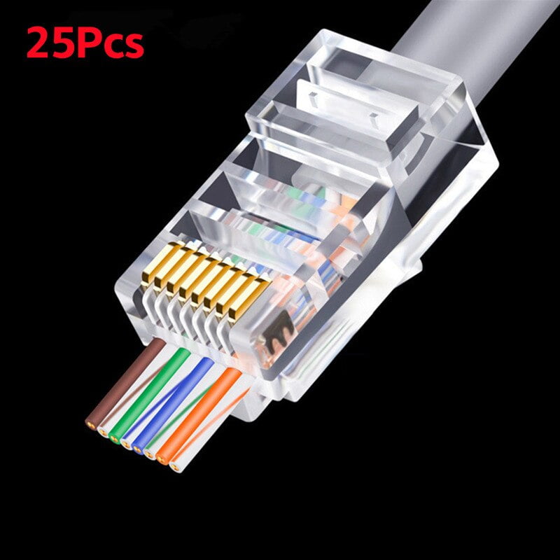 Conector de paso Rj45 Cat5 Cat5e, 25/50 Uds., red sin blindaje 8P8C, enchufe de paso Modular ...