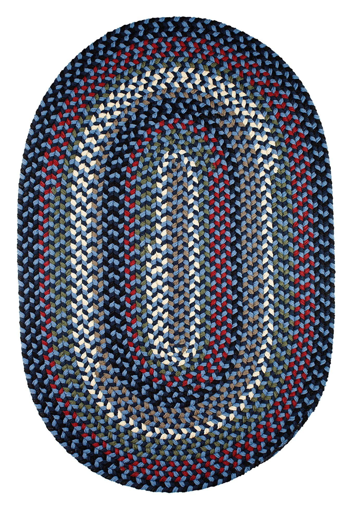 Colonial Blue Area Rug, Braided Textured Design, 8Ft. X 11Ft. Oval ...