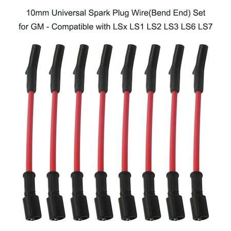 10mm High-performance Spark Plug Wires(Bend End) Set Fit for Chevrolet GM, Compatible with LSx ...