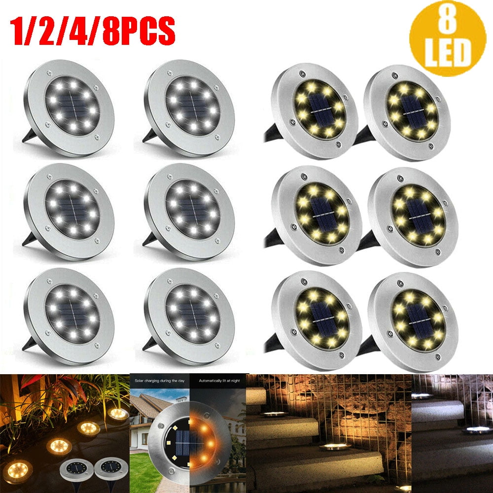 GRNSHTS Solar Ground Lights,Disk Lights Solar Powered - 8 LED ,Outdoor ...