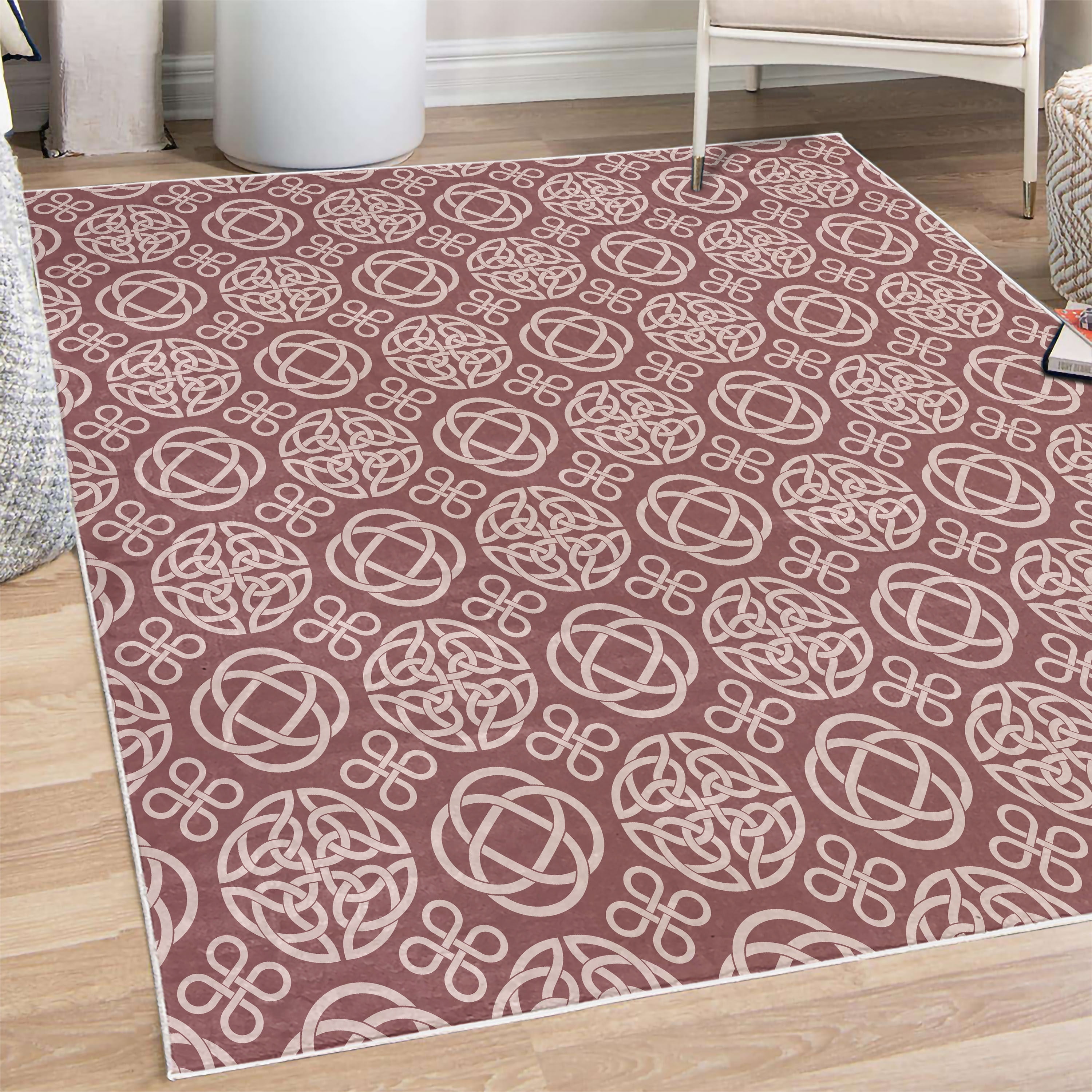 Celtic Decorative Rug, Retro Tribal Circle Knots Eternity Forms Pattern ...