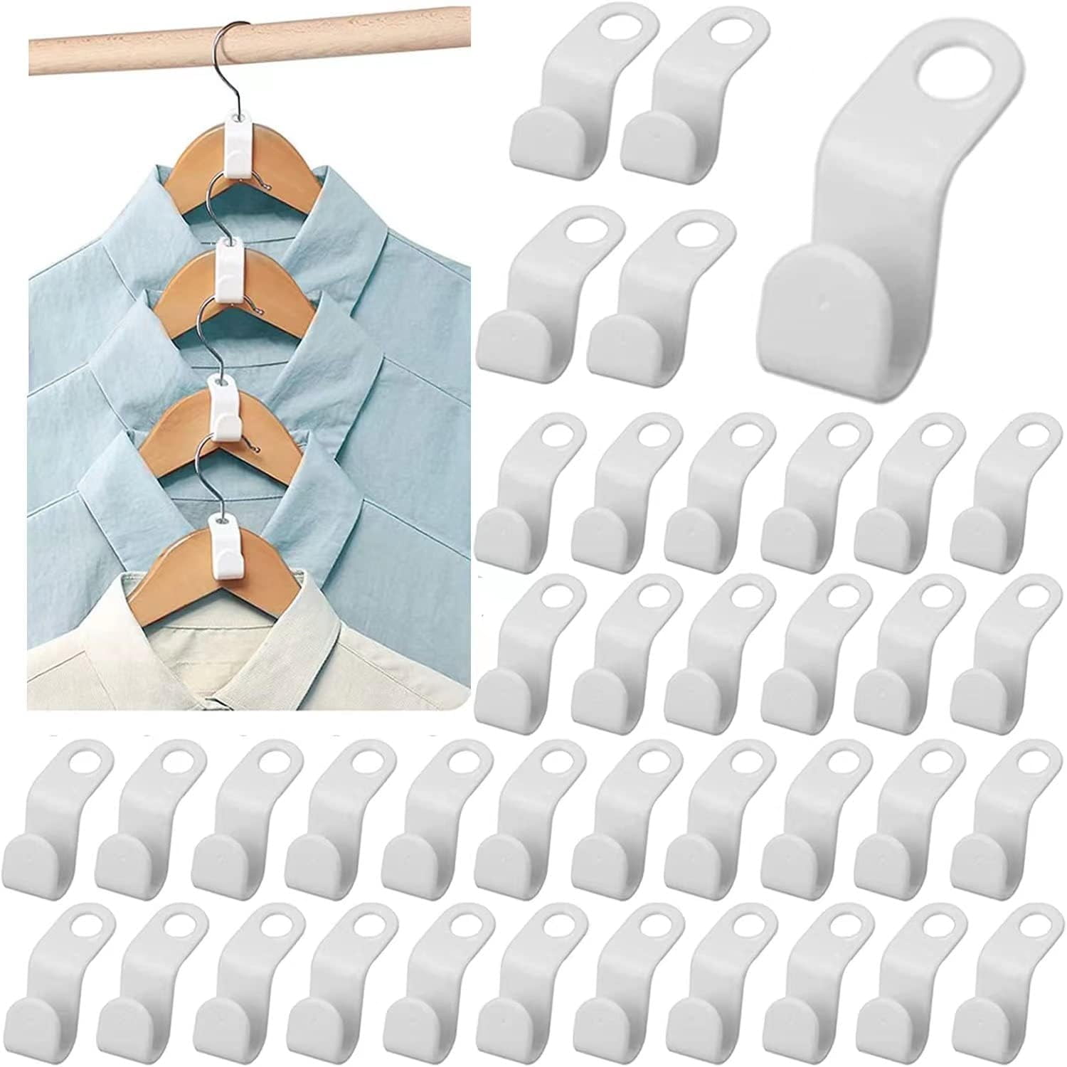 Clothes Hanger Connector Hooks Closet Organizer (White, 100) - Walmart.com