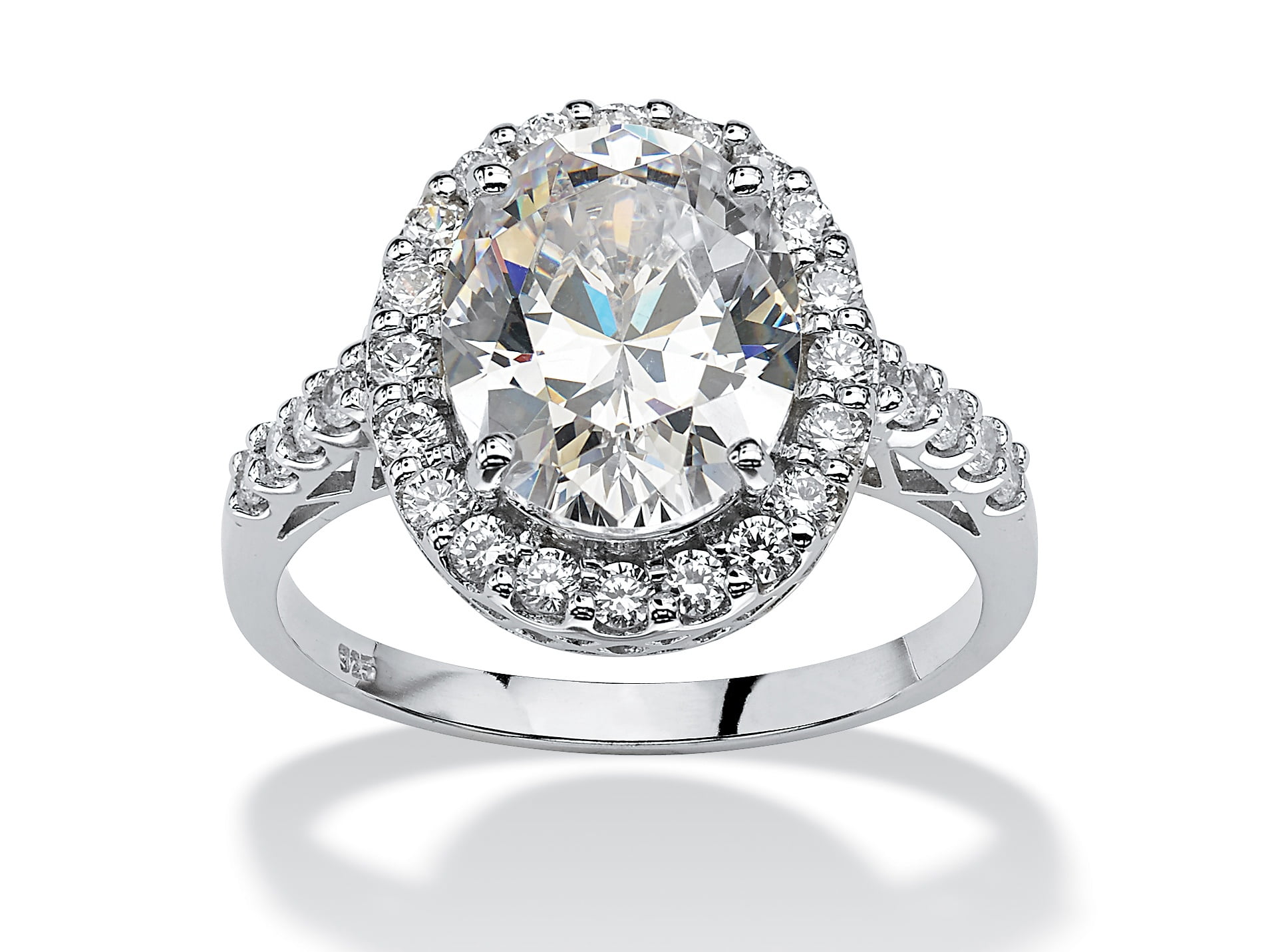 4.44 TCW Oval Cut Cubic Zirconia Platinum over Sterling Silver Halo ...