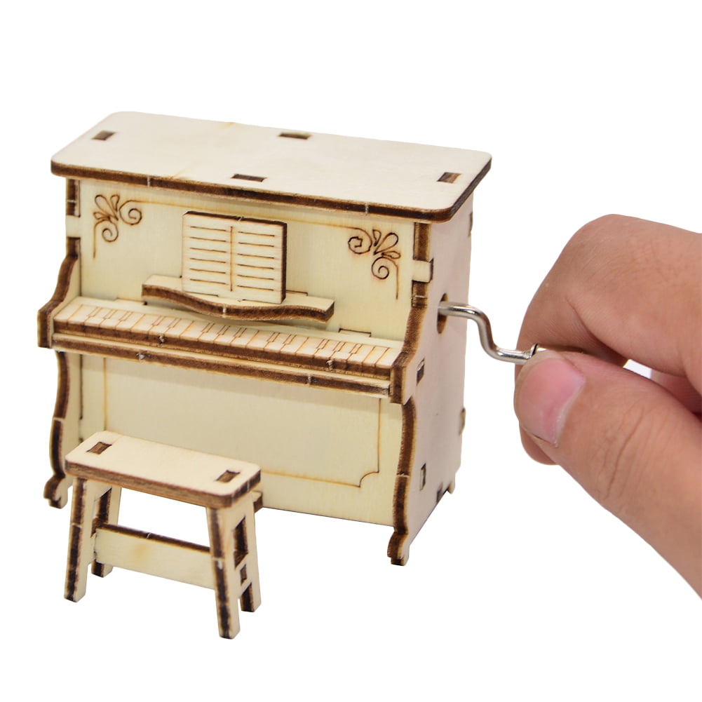 LeKing Piano Shape Music Box Piano Styling Carved Wooden Music Box Hand ...