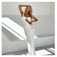 3 Piece White Bikini Set with Cover Up Bandeau Bikini and One Shoulder ...