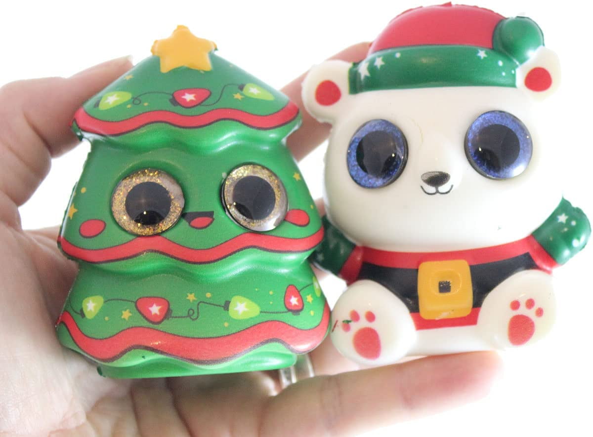 Set of 2 Sparkle Eye Winter Animal Themed Slow Rise Squishy Toys ...