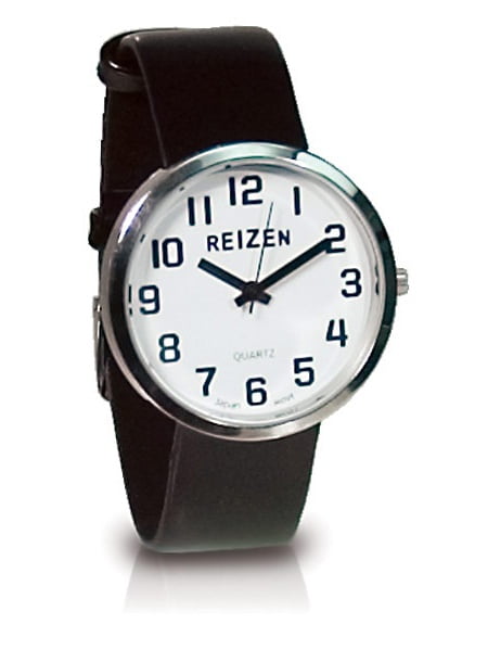 Reizen Low Vision Unisex Watch- Black Leather Band - Walmart.com
