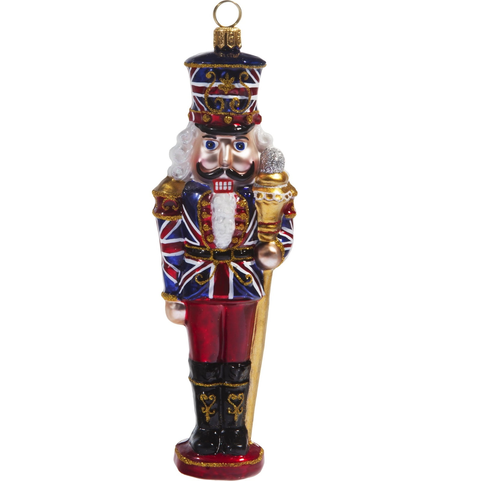 British Nutcracker Polish Glass Christmas Tree Ornament Union Jack ...