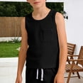 Boys Tank Tops Solid Color Sleeveless Round Neck Waffle Texture Chest ...