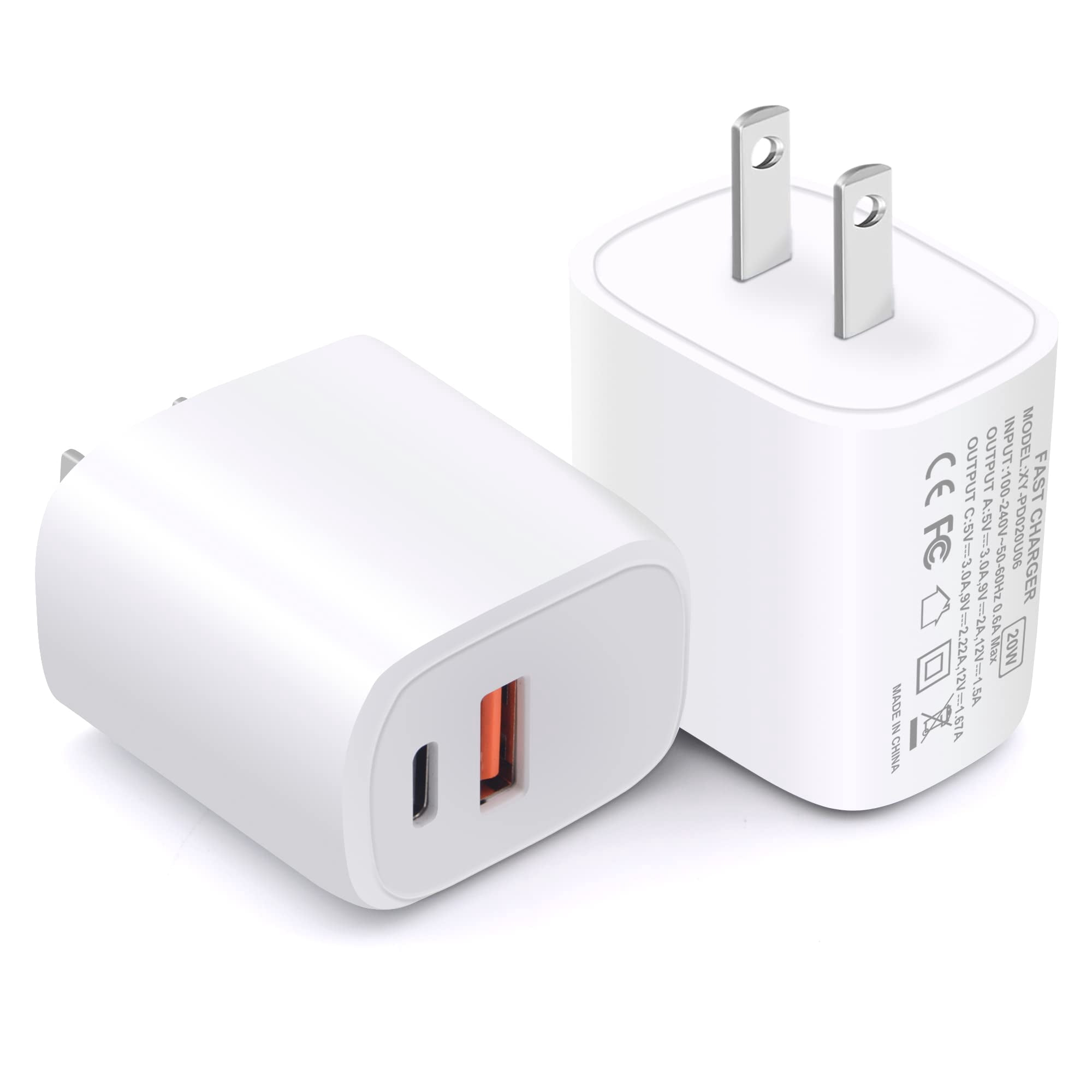 [2-Pack] 20W USB C Fast Charger(ETL Listed), Dual Port PD Power ...