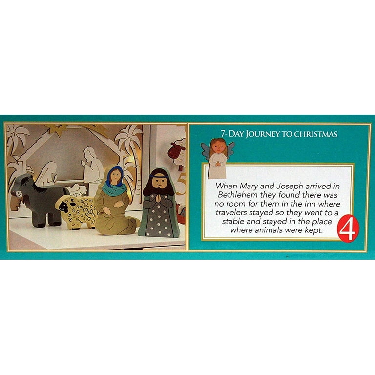 Wooden Nativity Set Interactive With LED Lights - 12 Piece Advent ...