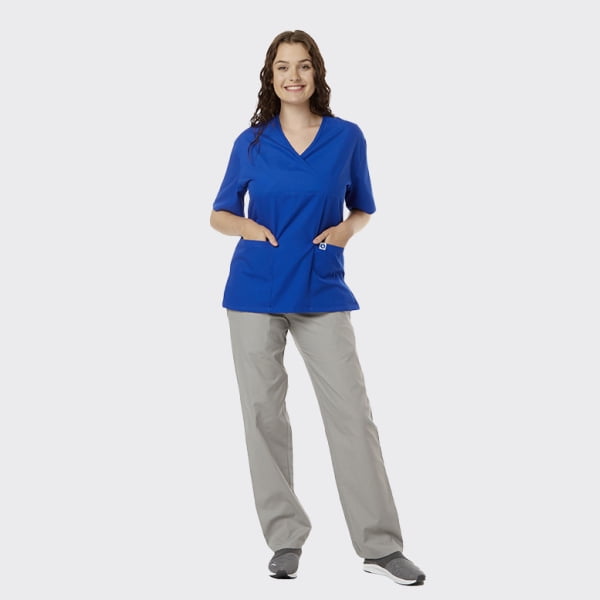 SPECTRUM UNIFORMS Scrub Medical Tunic Tops, Ladies Mock wrap Front Yoke ...