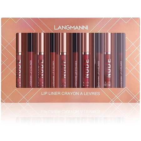 Lipstick Makeup Set Matte Liquid Lipsticks & Lip Liners Non Stick ...