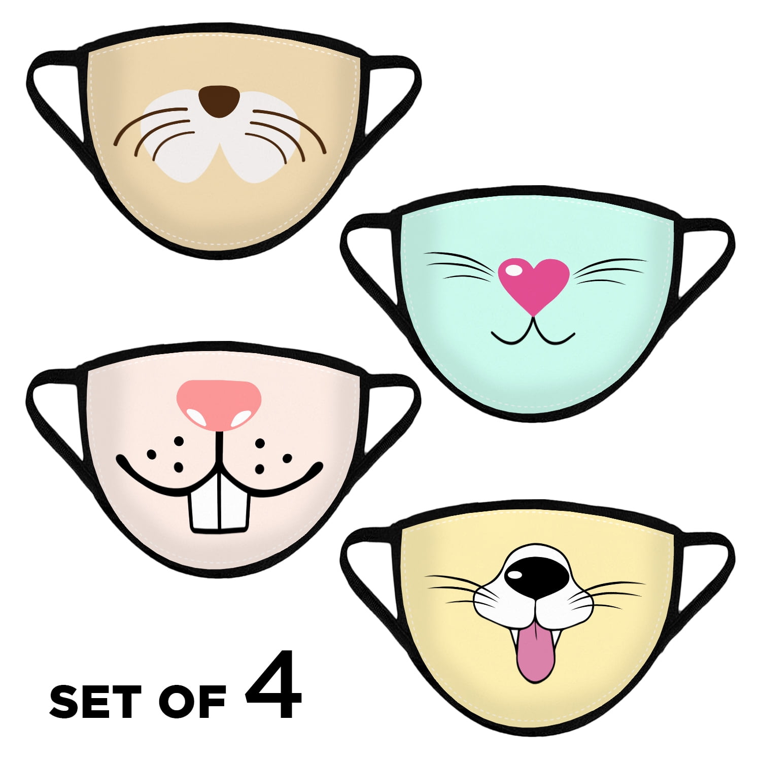 Face Mask Pattern Cute Animal Faces Washable Face Mask Reusable Face ...