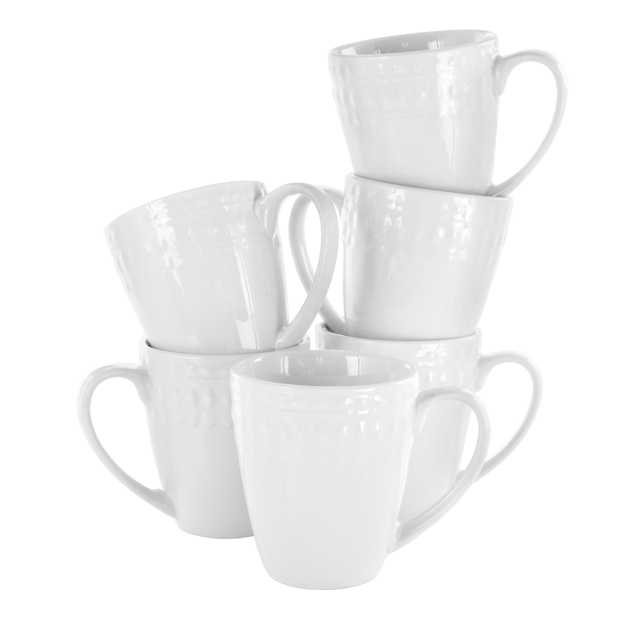 Elama Cara 6 Piece Porcelain Cup Set in White - Walmart.com