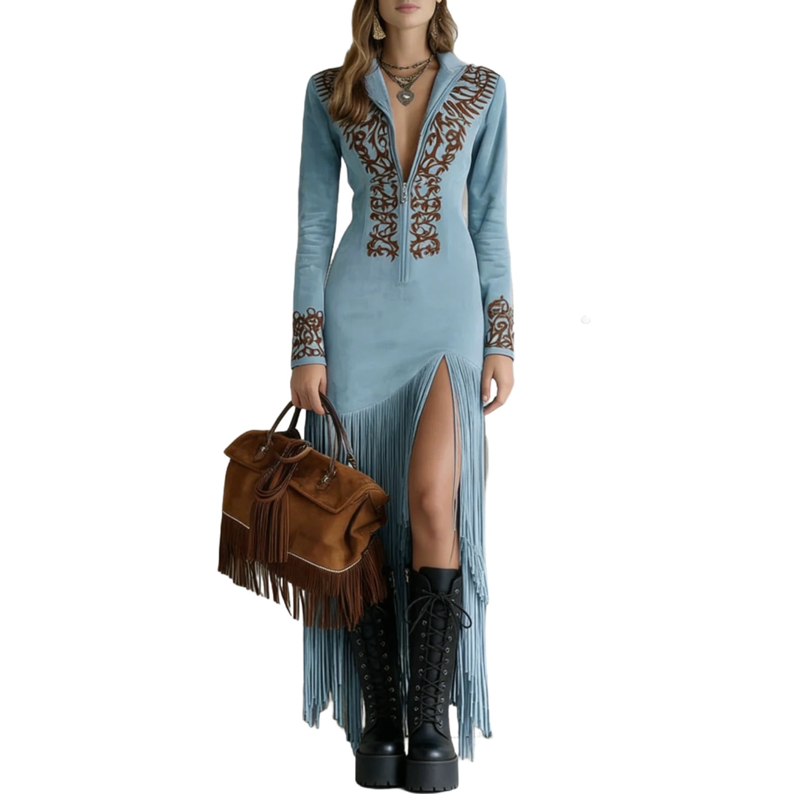 Click here for Wo-Fusoul Maxi Dress For Women  V-Neck Long Sleeve... prices