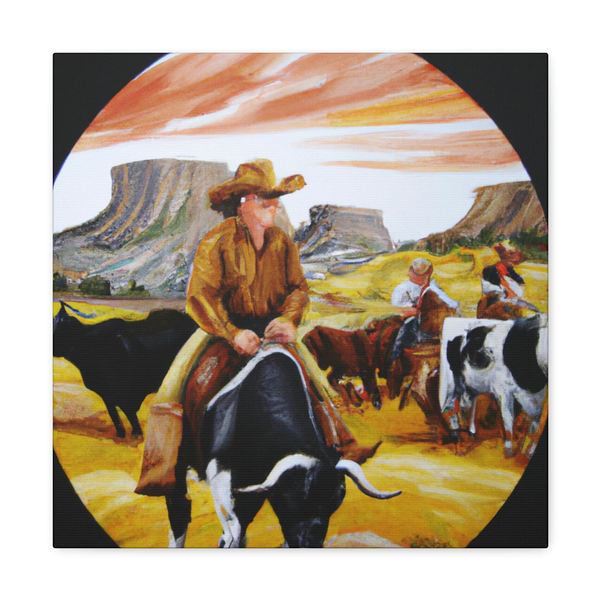 Cattle Round Up Scene - Canvas - Walmart.com