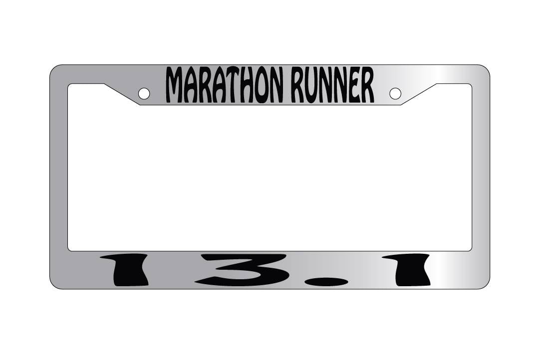 Marathon Runner 13.1 Chrome Plastic License Plate Frame Half Marathon ...