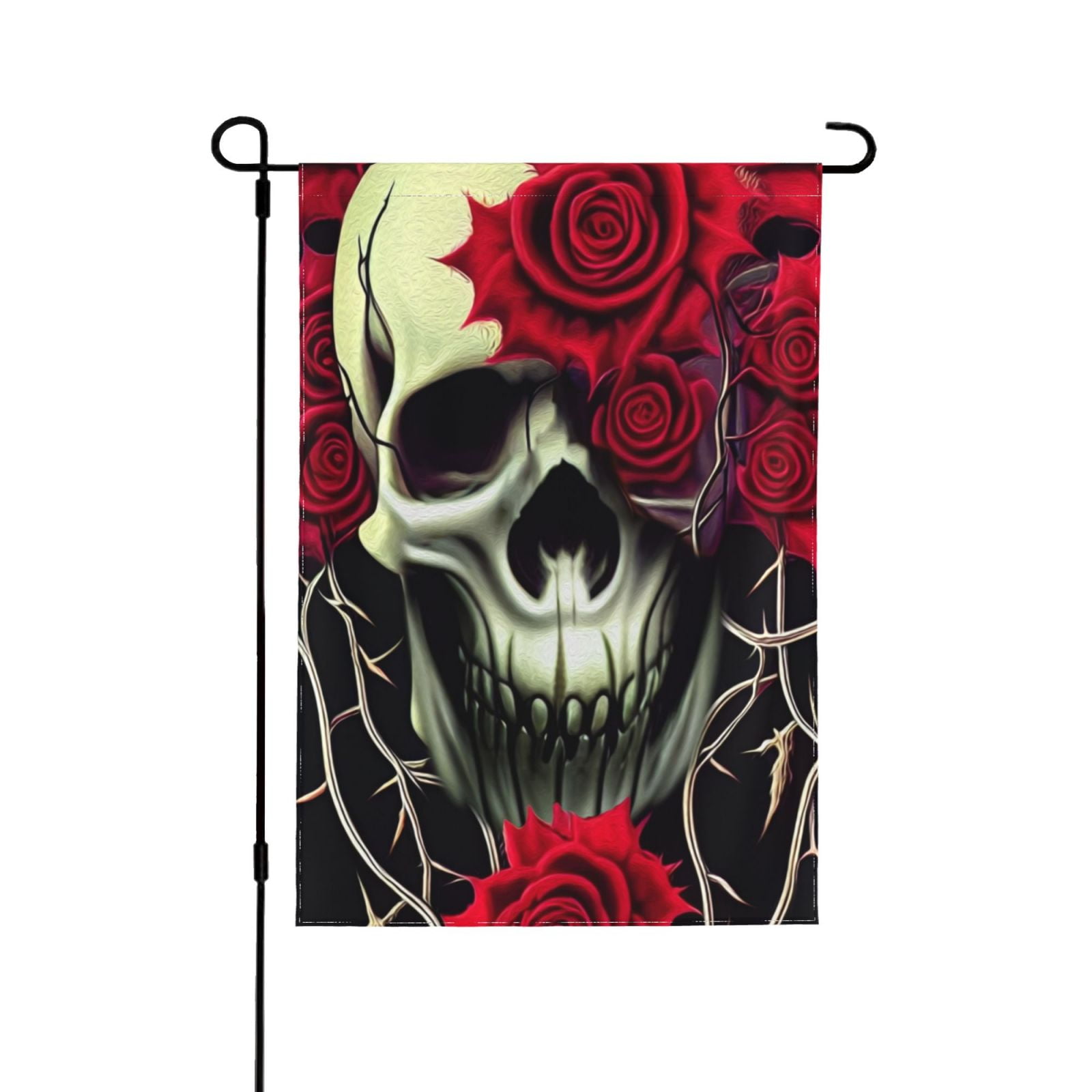 XMXY Horror Gothic Death Skull Roses Garden Flags Double Sided ...