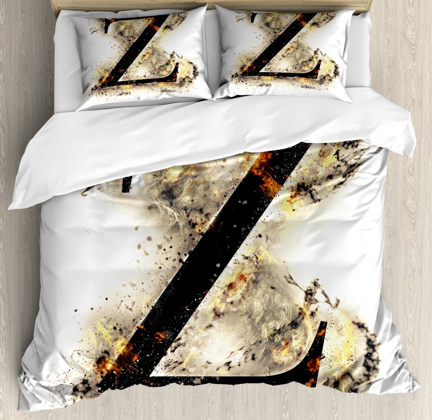 Letter Z Duvet Cover Set King Size, Alphabet Character Capital Z in ...