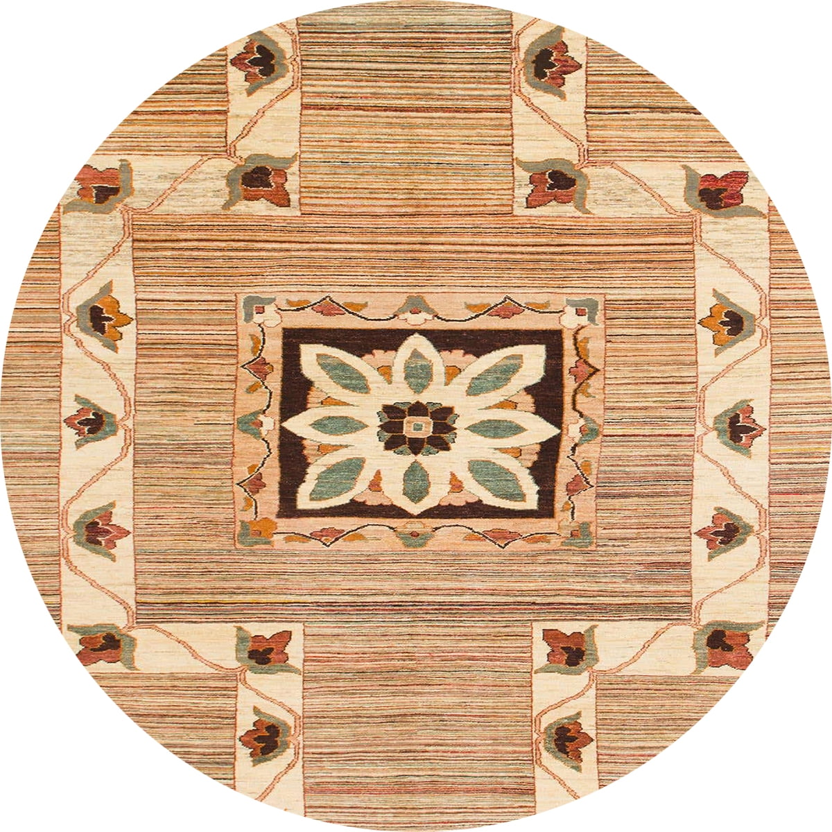 Ahgly Company Indoor Round Abstract Chocolate Brown Abstract Area Rugs ...