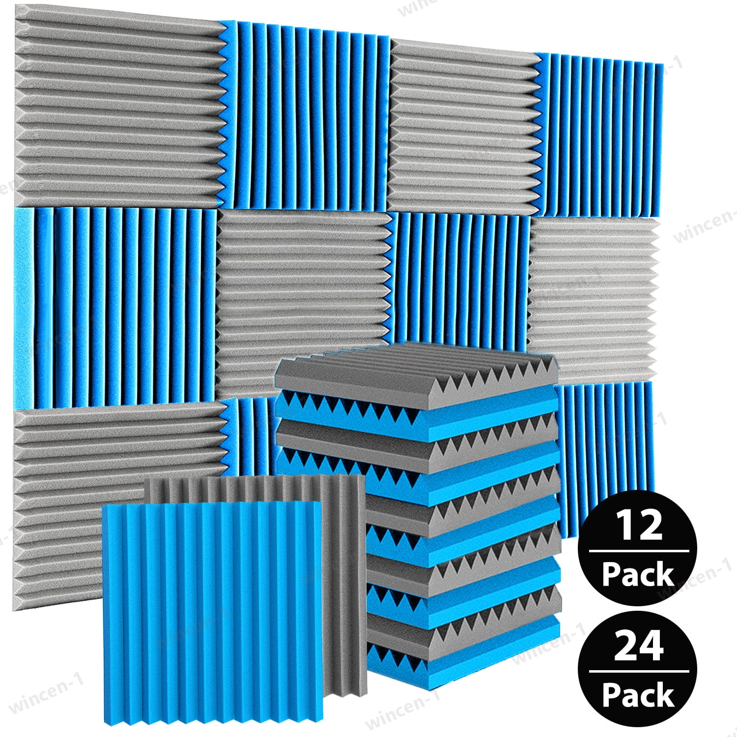 12 PCS Soundproof Foam Studio Acoustic Panels, Wedges Sound Absorbing ...