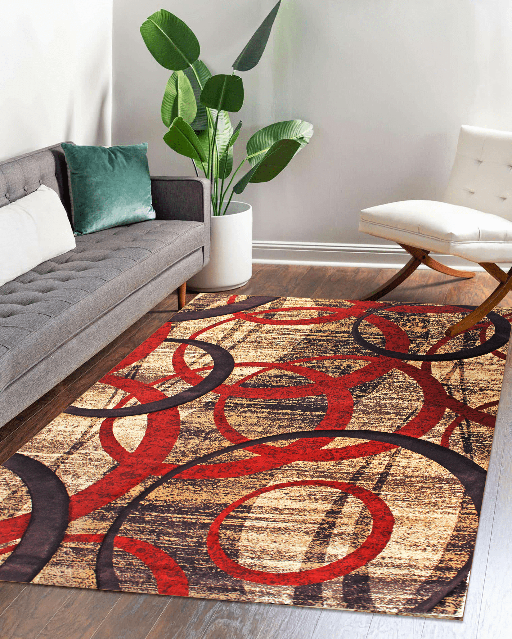 Chester Abstract Red/Brown Area Rug - Walmart.com
