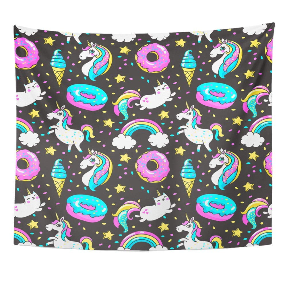 Zealgned Unicorns Donuts Rainbow Confetti Pins Patches In Cartoon 80s