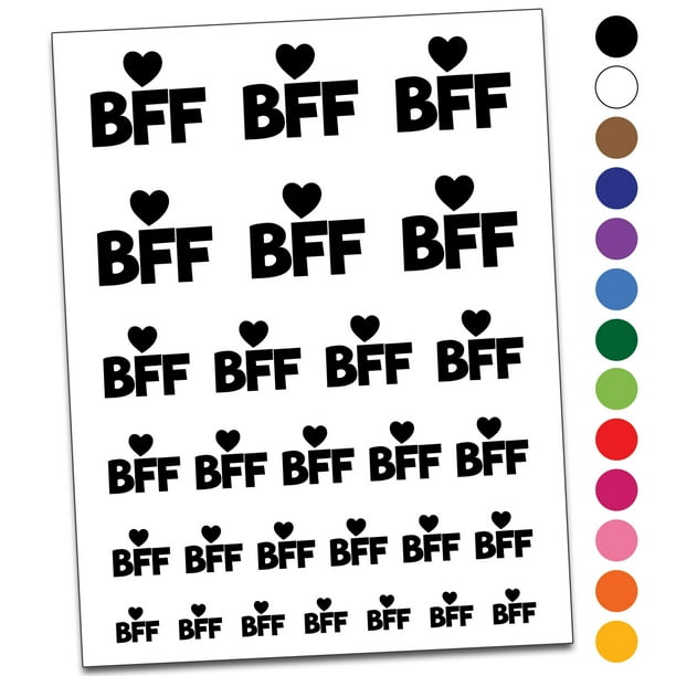 BFF Best Friends Forever Heart Water Resistant Temporary Tattoo Set ...