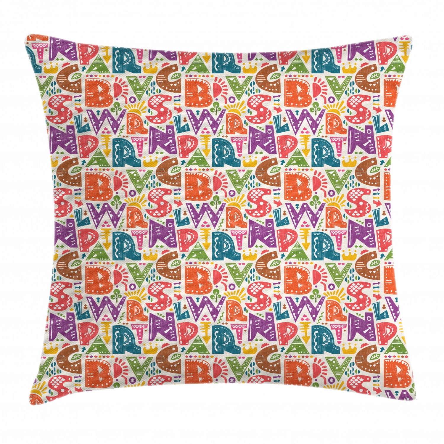 Alphabet Throw Pillow Cushion Cover, Grunge Funky Style Capital Letters ...