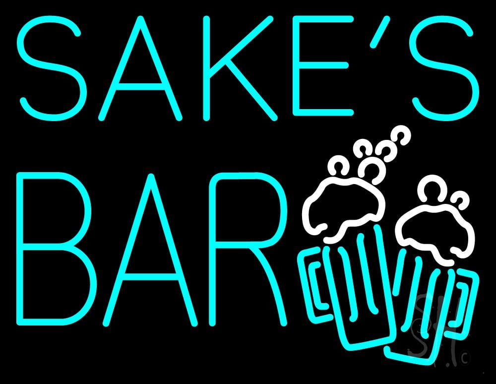 Sakes Bar LED Neon Sign 15 x 19 - inches, Clear Edge Cut Acrylic ...