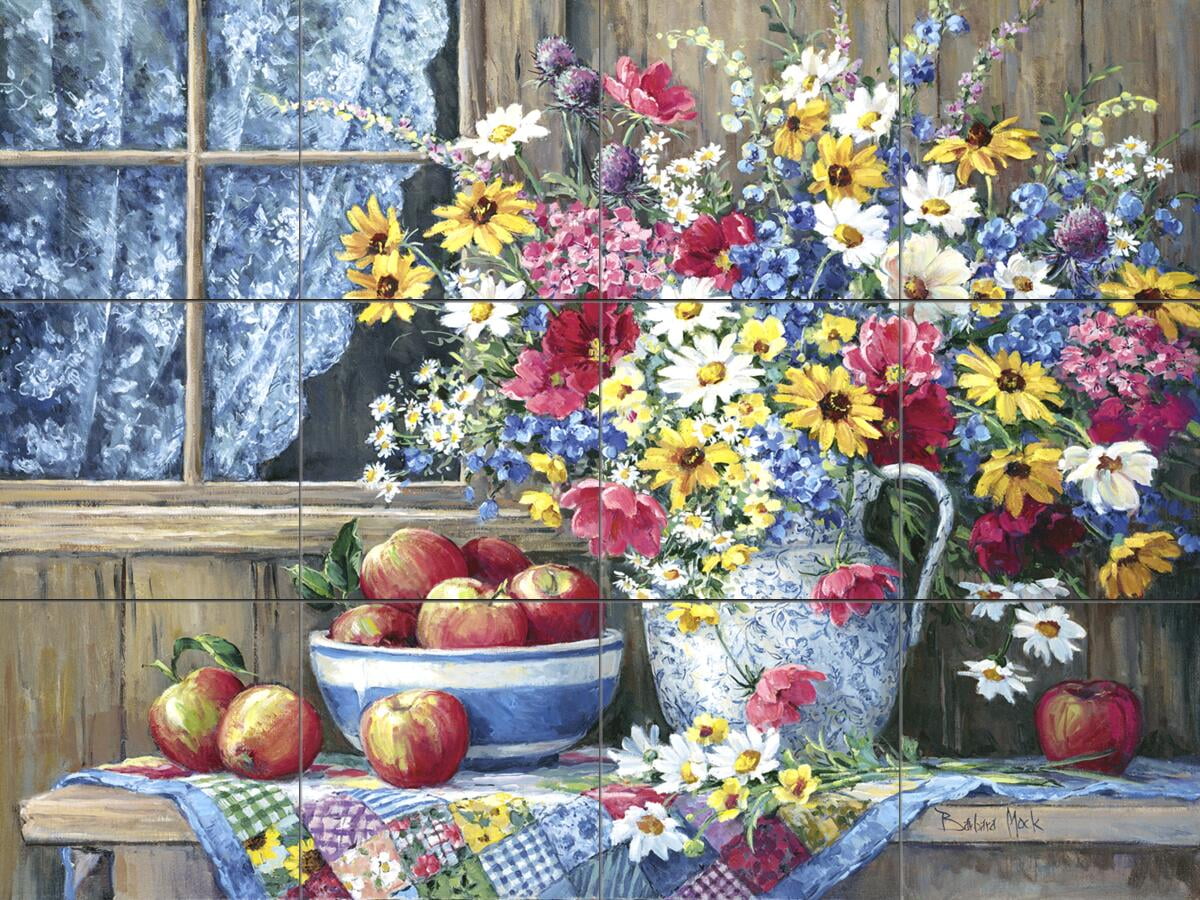 Tile Mural Kitchen Backsplash - From a Country Garden - by Barbara Mock ...