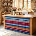 Abstract Cabinet Curtains 28" W x 51" L, Colorful Mexican Stripe Blue ...