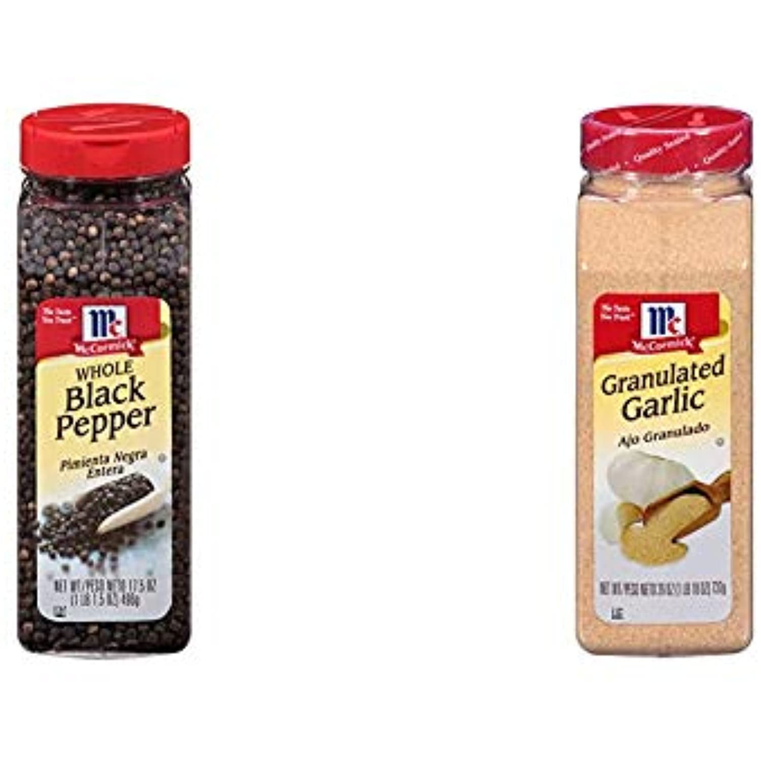 Mccormick Whole Black Pepper, 17.5 Oz & Granulated Garlic, 26 Oz ...