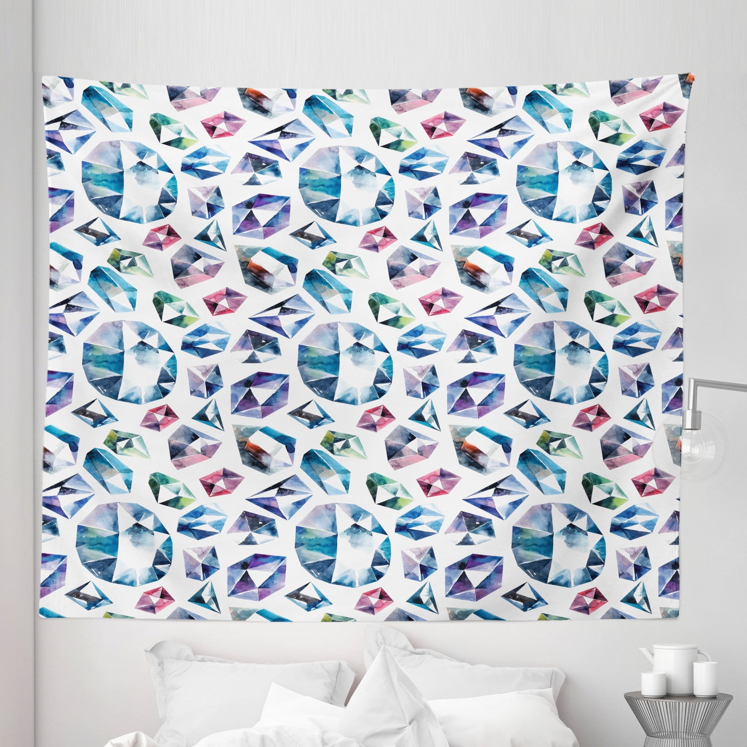 Watercolor Tapestry, Small Larges Watercolor Style Shaded Diamond ...