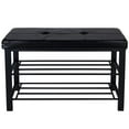 Simplify 2 Tier Faux Leather Entryway Bench with 8 Pair Shoe Storage in ...