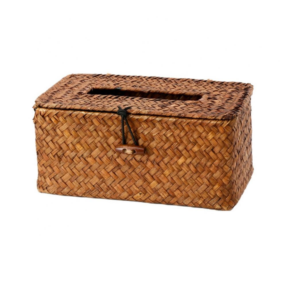 Rectangular Woven Tissue Box Cover, Decorative Seagrass Wicker Tissue ...
