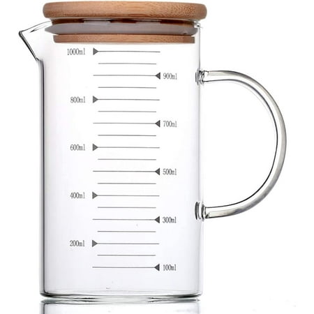 Tatum88 Glass Beaker Measuring Cup with Handle and Lid, V-Shaped Spout ...