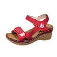 Bibifish Womens Wedge Sandals Open Toe Adjustable Hook Loop Cutout ...