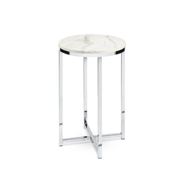 The Bianco Collection Cherie 15" Round Italian Carrara White Marble ...