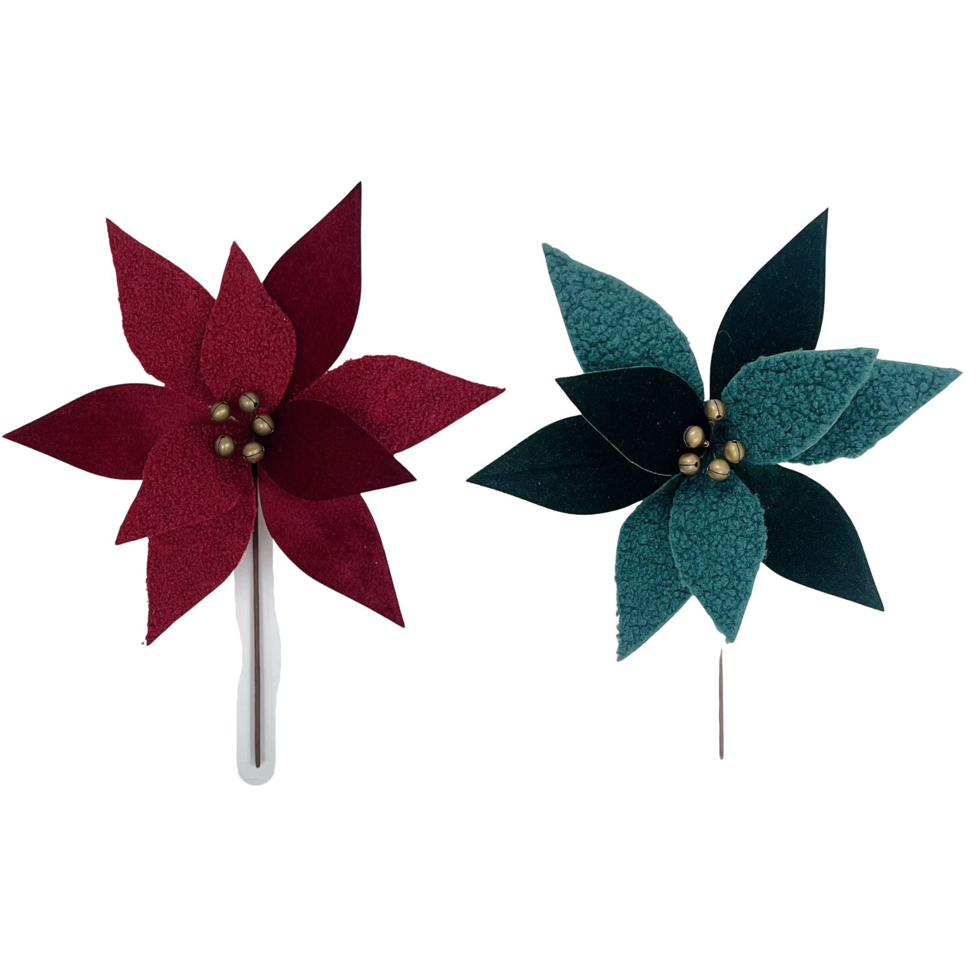 Click here for Ih Casadécor Sherpa Poinsettia Pick (Asstd) - Set... prices