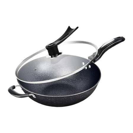 Nonstick Woks Stirfry Pans Long Handle Frying Pan with Lid Wok Pan ...