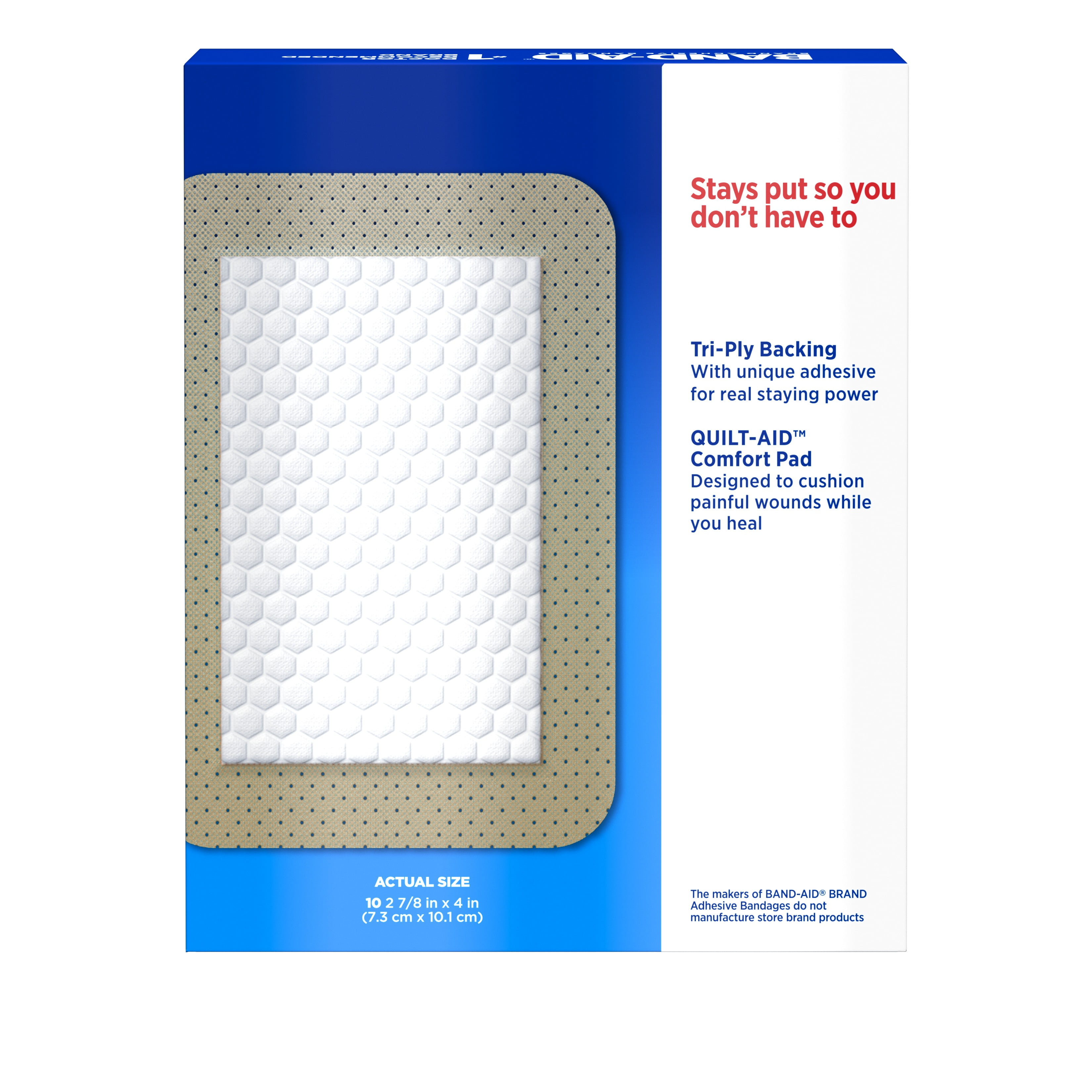 Band-Aid Brand Tru-Stay Adhesive Pads, Large Sterile Bandages, 10 ct ...