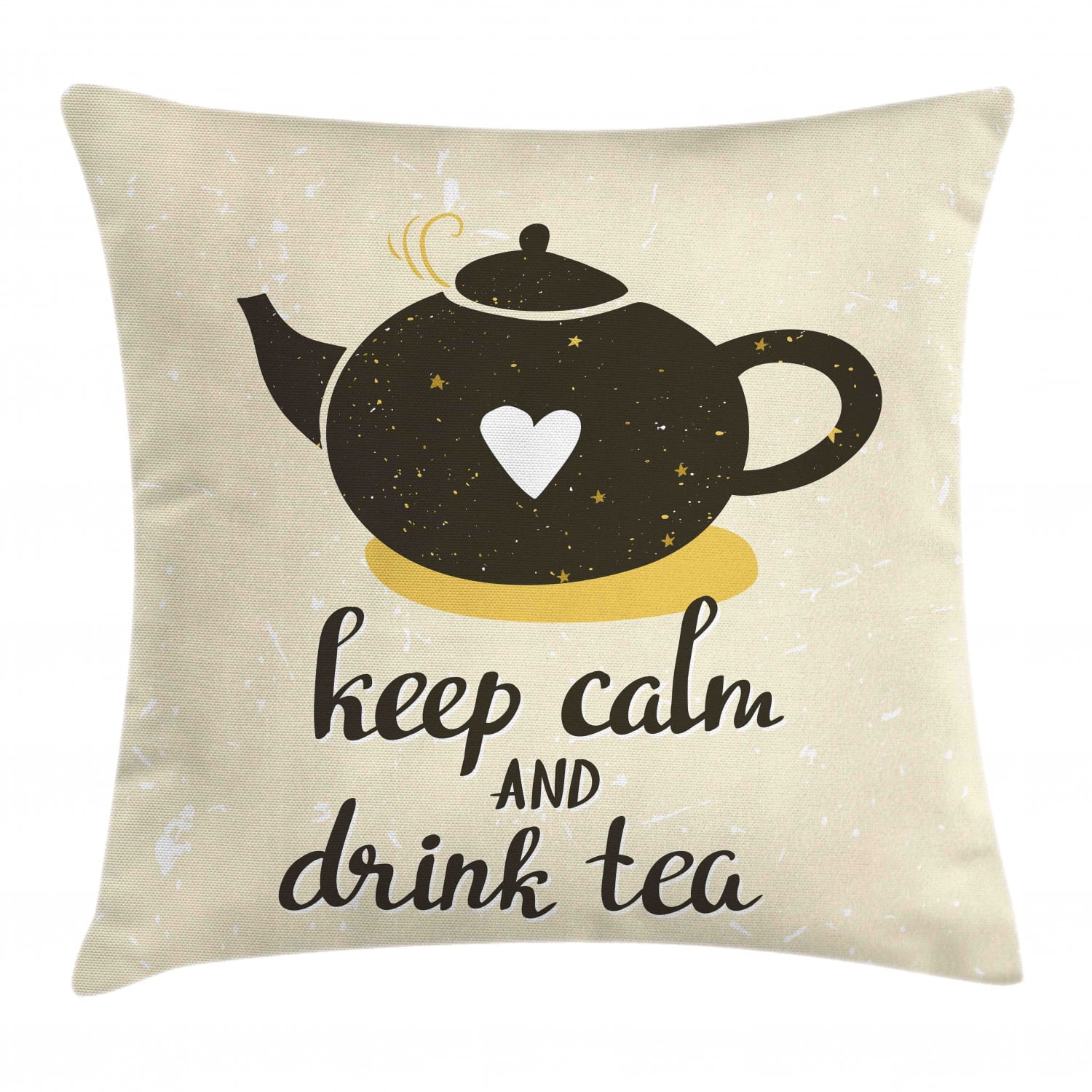 Keep Calm Throw Pillow Cushion Cover, Drink Tea Lettering with Heart on ...