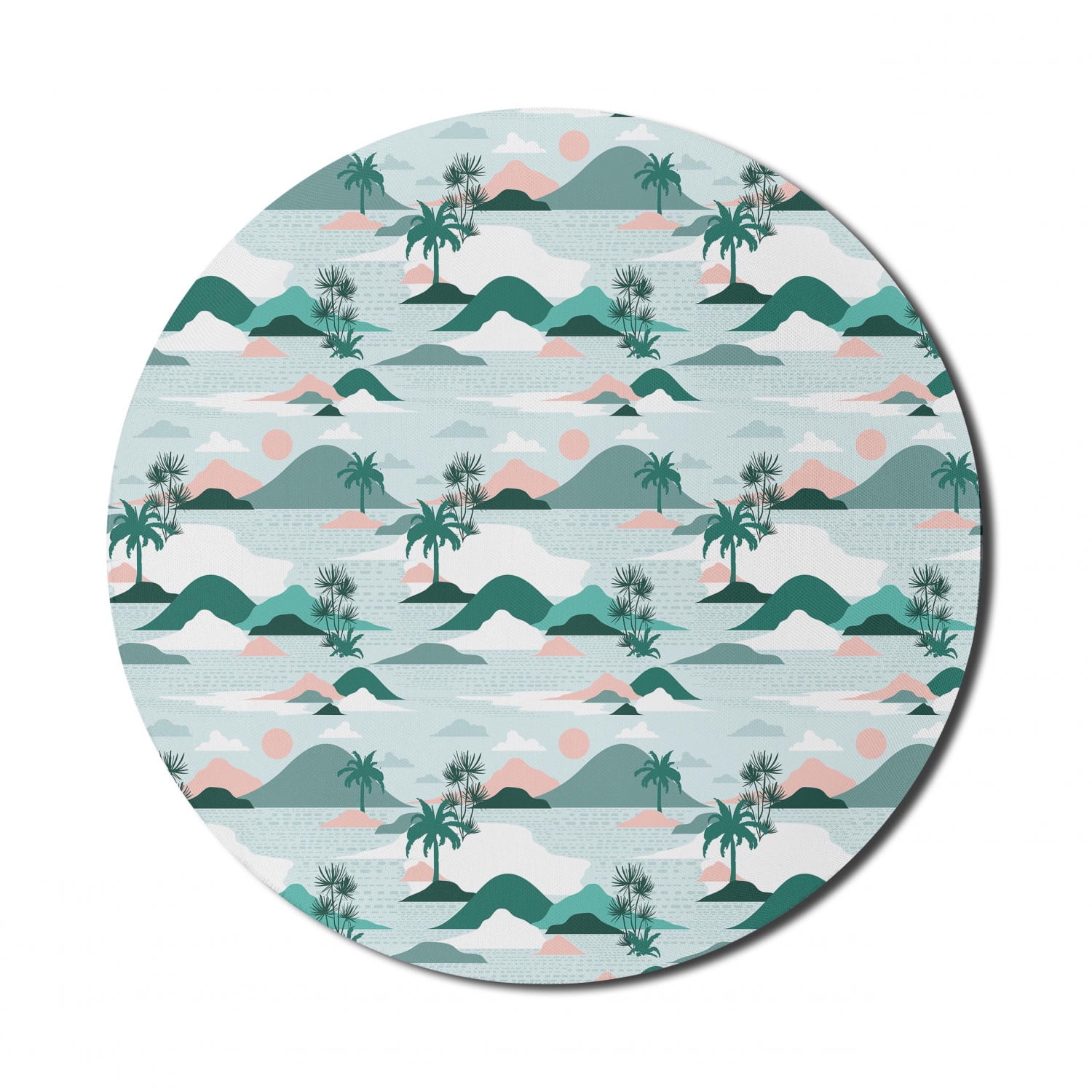 Hawaii Mouse Pad for Computers, Pastel Tones Palm Trees and Beach Hills ...