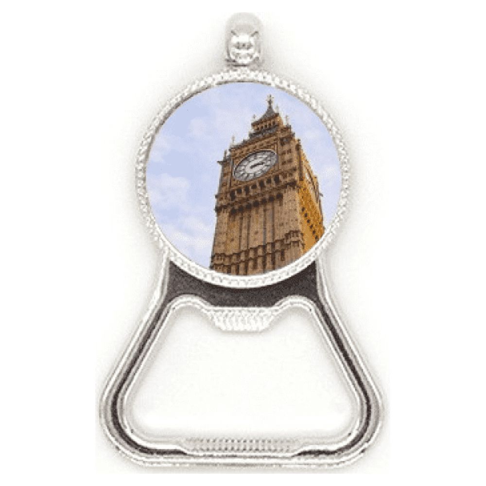 Big Ben cielo azul nubes blancas Acero inoxidable Metal cerveza tapa ...