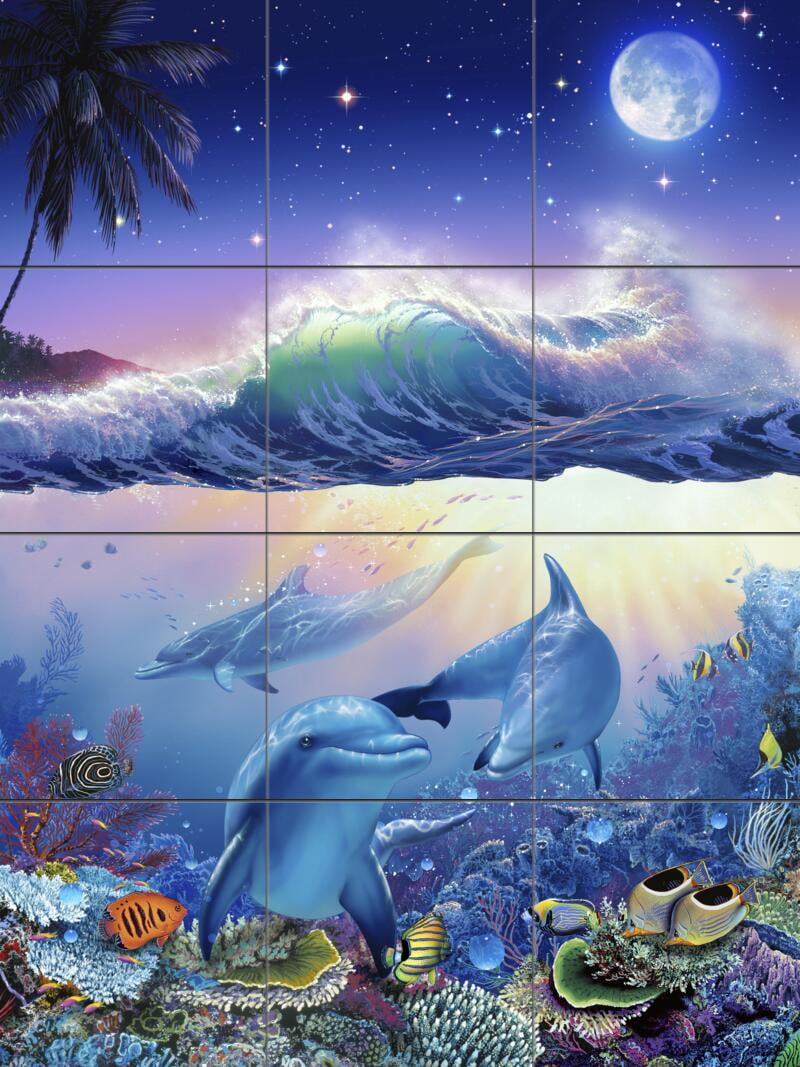 Tile Mural Bathroom Backsplash - Blue World (The Moon)-CRL - Walmart.com