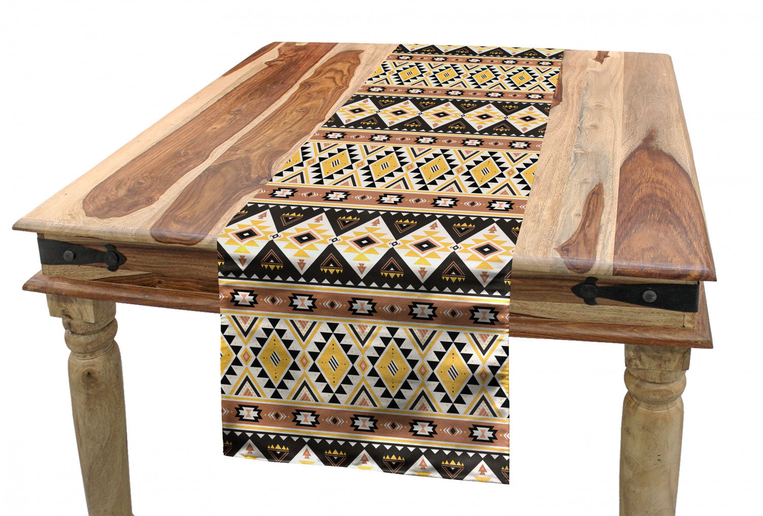 Aztec Table Runner, Rhythmic Geometric Lines and Triangles in Mexican ...